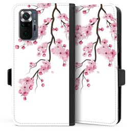 DeinDesign Xiaomi Redmi Note 10 Pro Handy Klapph&uuml;lle Handyh&uuml;lle aus Kunst Leder schwarz Flip Case Cherry Blossom Aisa Japan Sideflip mit langer Lasche