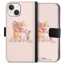 DeinDesign iPhone 14 Handy Klapph&uuml;lle Handyh&uuml;lle aus Kunst Leder schwarz Flip Case Official Licensed Product Winnie The Pooh Piglet Disney Sideflip mit Lasche