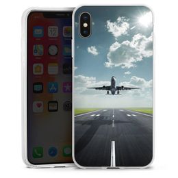DeinDesign iPhone Xs Max Handy Silikon H&uuml;lle Case transparent Handyh&uuml;lle Wanderlust Airplane Urlaub Silikon Case