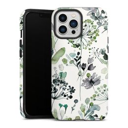 DeinDesign iPhone 13 Pro Max Handy Panzer Handyh&uuml;lle robuste Outdoor H&uuml;lle Schutzh&uuml;lle matt Flowers Water Colour Eukalyptus Tough Case