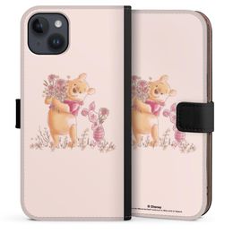 DeinDesign iPhone 14 Plus Handy Klapph&uuml;lle Handyh&uuml;lle aus Kunst Leder schwarz Flip Case Official Licensed Product Winnie The Pooh Piglet Disney Sideflip mit 