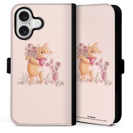 DeinDesign iPhone 16 Handy Klapph&uuml;lle Handyh&uuml;lle aus Kunst Leder schwarz Flip Case Official Licensed Product Winnie The Pooh Piglet Disney Sideflip mit Lasche