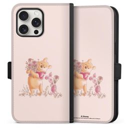 DeinDesign iPhone 15 Pro Max Handy Klapph&uuml;lle Handyh&uuml;lle aus Kunst Leder schwarz Flip Case Official Licensed Product Winnie The Pooh Piglet Disney Sideflip mit 