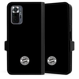 DeinDesign Xiaomi Redmi Note 10 Pro Handy Klapph&uuml;lle Handyh&uuml;lle aus Kunst Leder schwarz Flip Case Official Licensed Product Fc Bayern M&uuml;nchen Fcb Sideflip mit 