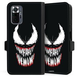 DeinDesign Xiaomi Redmi Note 10 Pro Handy Klapph&uuml;lle Handyh&uuml;lle aus Kunst Leder schwarz Flip Case Venom Marvel Official Licensed Product Sideflip mit langer 