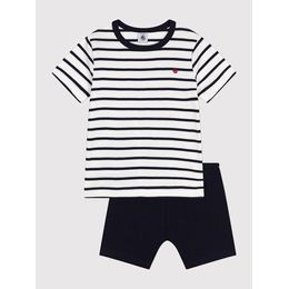 Petit Bateau Pyjama in Dunkelblau/ Wei&szlig; - 20% | Gr&ouml;&szlig;e 128 | Kinder-waesche