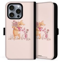 DeinDesign iPhone 16 Pro Max Handy Klapph&uuml;lle Handyh&uuml;lle aus Kunst Leder schwarz Flip Case Official Licensed Product Winnie The Pooh Piglet Disney Sideflip mit 
