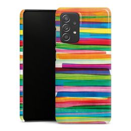 DeinDesign Galaxy A52s 5G Handy Premium Case Smartphone Handyh&uuml;lle Schutzh&uuml;lle gl&auml;nzend Water Colour Stripes Colourful Premium Case