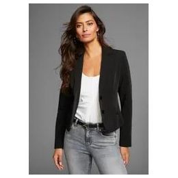 Kurzblazer Melrose, Damen, Gr. 42, schwarz, Web, Obermaterial: 95% Polyester, 5% Elasthan. Futter: 100% Polyester, unifarben, sehr figurbetont kurz, Blazer Kurzblazer, Topseller