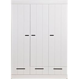 Kleiderschrank Woood, B:140cm H:195cm T:53cm, wei&szlig;, Massivholz, Schlafzimmer, Schr&auml;nke, "Connect Garderobenschrank, Mehrzweckschrank mit