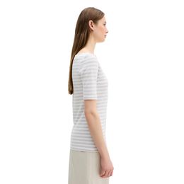 Marc O'Polo MARC O'POLO Damen T-Shirt "aus Organic Cotton-Jersey", wei&szlig;, Basic, Gr. XXL, gestreift, Obermaterial: 100% Baumwolle, Shirts