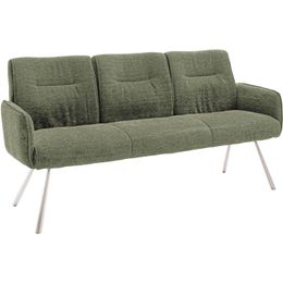 Sitzbank MCA furniture, B:183cm H:92cm T:67cmolive, edelstahlfarben, Edelstahl, Stoff, Esszimmer, Sitzb&auml;nke, "Delane", Taschenfederkern,