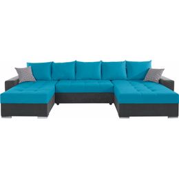 Wohnlandschaft Collection AB, B:333cm H:84cm T:161cm, blau, Kunstleder SOFTLUX/100% Polyester, Sofas, "Josy XXL U-Form, B: 333 cm, mit 2 Recamieren