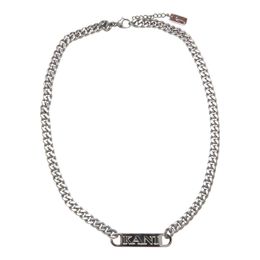 Karl Kani Damen Halsreif "Karl Kani KK Retro Kani Plate Cubanlink Necklace", onesizesilber, Halsketten