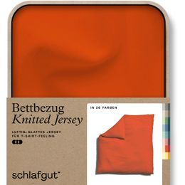 Bettbezug Schlafgut, B:200cm L:200cm, rot, Jersey, Obermaterial: 95% Baumwolle, 5% Elasthan, Bettbez&uuml;ge, "Premium Bettbezug Knitted Jersey (1 St)",