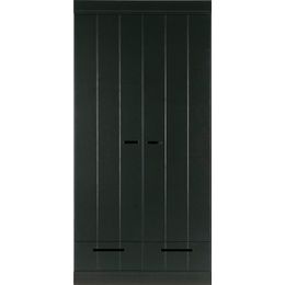 Kleiderschrank Woood, B:94cm H:195cm T:53cm, schwarz, Massivholz, Schlafzimmer, Schr&auml;nke, "Connect Garderobenschrank, Mehrzweckschrank mit