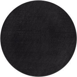 Teppich Paco Home, H:13mm &Oslash;:120cm, schwarz, Polypropylen, Wohnzimmer, Teppiche, "Porto 890", Kurzflor, Uni-Farben, ideal im Wohnzimmer & Schlafzimmer