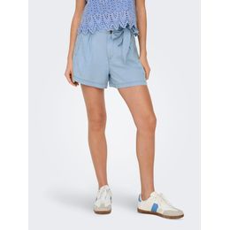 Only Damen Shorts "ONLCHARIS LIFE HW BELT SHORTS CC WVN", blau, Gr. S, unifarben, Web, Obermaterial: 100% Lyocell, Hosen