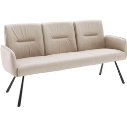 Sitzbank MCA furniture, B:183cm H:92cm T:67cmcreme, schwarz, Leder, Metall, Esszimmer, Sitzb&auml;nke, "Delane", Taschenfederkern, Lehnenkippfunktion,