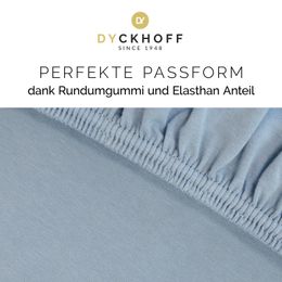 Spannbettlaken Dyckhoff, B:90cm L:200cmblau, Jersey, Obermaterial: 95% Baumwolle, 5% Elasthan, Bettlaken, "Uni", Angenehm weich, besonders flexibel,