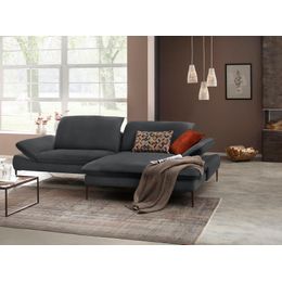 Ecksofa W.Schillig, B:294cm H:87cm T:185cm, schwarz, Chenille-Flachgewebe R66 (85% Polyester, 15% Nylon);Longlife Xtra-Leder Z59: Glattleder mit