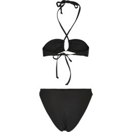 Urban Classics Damen B&uuml;gel-Bikini "Urban Classics Damen Ladies Recycled Hot V Bikini", schwarz, Gr. L, 83% Polyester, 17% Elasthan, Bikini-Sets