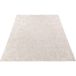 Teppich Paco Home, B:120cm H:4mm L:160cm, beige, Polypropylen (PP), Wohnzimmer, Teppiche, "Rimini 411", Flachgewebe, Uni Farben, Hoch-Tief Effekt,