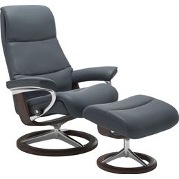 Fu&szlig;hocker stressless, B:57cm H:43cm T:47cm, blau, Leder BATICK: BATICK ist ein leicht korrigiertes, durchgef&auml;rbtes und genarbtes M&ouml;belleder, bei dem