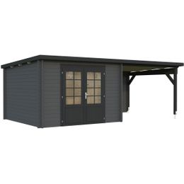 Gartenhaus Palmako "Ella", grau (dunkelgrau, anthrazit), ohne Fu&szlig;boden, ohne Dacheindeckung, Massivholz, Gartenh&auml;user, Gartenhaus, verschiedene Farben