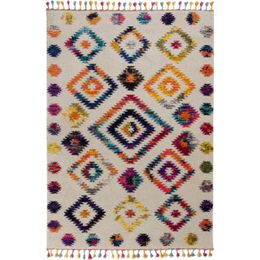 Hochflor-Teppich FLAIR RUGS, B:120cm H:20mm L:170cm, bunt, Kunstfaser, Teppiche, "Bohemia", in farbenfroher Shaggy Berber-Optik