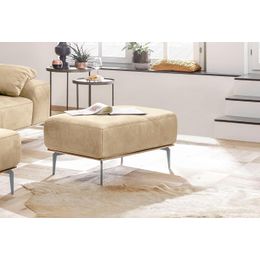 Polsterhocker W.Schillig, B:75cm H:46cm T:60cm, beige, Stoff S37 (100% Polyester);ROHLEDER Chenille-Flachgewebe Q2 W77 (68% Polyacryl, 32%