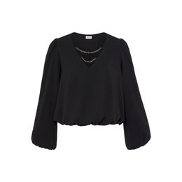 Lascana Damen Schlupfbluse, schwarz, Gr. 34, unifarben, Cr&ecirc;pe, Obermaterial: 98% Polyester, 2% Elasthan, Blusen, mit Kettendetails, elegante