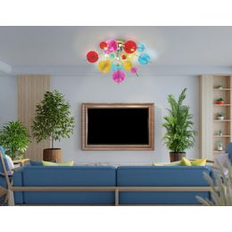 N&auml;ve N&Auml;VE Deckenleuchte "Explosion", 6, &Oslash; 10cm H: 38cm, 1 Stk., bunt, Wohnzimmer, Leuchten, exkl. 6x G9, bunte Glaskugeln, Gestell chromfarben, halbrund,