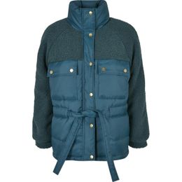 Urban Classics Damen Winterjacke "Urban Classics Damen Ladies Sherpa Mix Puffer Jacket"jasper, Gr. S, unifarben, 100% Polyester, Jacken