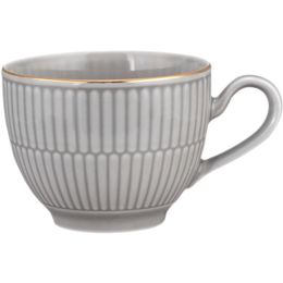 Seltmann Weiden Tasse "Amina", &Oslash; 11,5cm x 6,7cm, 250ml, 1grau, wei&szlig;, gold, Trinkgef&auml;&szlig;e, Kaffeetasse aus Porzellan mit Relief und edler Goldumrandung
