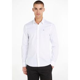 Calvin Klein Herren Businesshemd "STRETCH POPLIN SLIM SHIRT", wei&szlig;, Gr. XXXL, bestickt, unifarben, Popeline, Obermaterial: 96% Baumwolle, 4%