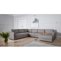 Wohnlandschaft OTTO HOME, B:348cm H:80cm T:270cm, grau, Luxus-Microfaser Lederoptik (100% Polyester;Struktur grob (100% Polyester);Samtoptik (100%