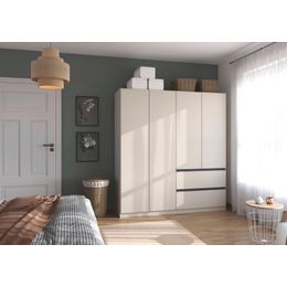 Dreht&uuml;renschrank Rauch, B:181cm H:197cm T:54cmbeige (champagner), eingriffe graumetallic, Holzwerkstoff, Schr&auml;nke, "Kleiderschrank Schrank Garderobe