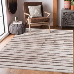 Teppich Carpet City, B:80cm H:11mm L:300cm, beige, Polypropylen, Wohnzimmer, Teppiche, "Moda", Kurzflor, Streifen-Muster, Weicher Flor
