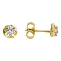 Firetti Damen Paar Ohrstecker "Schmuck Geschenk Gold 333 Ohrschmuck Ohrringe Blumen", 5mm, Gelbgold 333gelbgoldfarben, kristallwei&szlig;, kristallwei&szlig;,