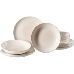 Ritzenhoff & Breker Tafelservice "Cara", 12 Stk.beige, RITZENHOFF & BREKER, Geschirr-Sets, aus Steinzeug f&uuml;r 6 Personen