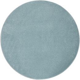 Teppich Paco Home, H:13mm &Oslash;:160cm, blau, Polypropylen, Wohnzimmer, Teppiche, "Porto 890", Kurzflor, Uni-Farben, ideal im Wohnzimmer & Schlafzimmer
