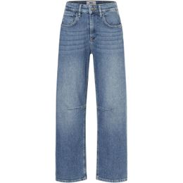 MAC Damen 5-Pocket-Jeans "OHIO Barrel", blau, Gr. 44, Denim/Jeans, Obermaterial: 99% Baumwolle, 1% Elasthan, Jeans, Barrel Fit, Naht-Detail auf