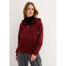 bonprix Damen Kapuzensweatjacke "Sweatjacke mit Strickkapuze und Tasche", rot, Gr. 36, unifarben, Sweatware, Obermaterial: 60% Baumwolle, 40%