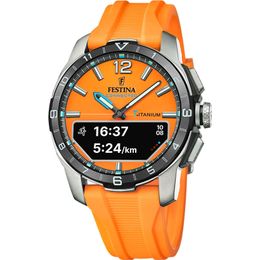 Festina Herren Smartwatch "Connected D", orange, Smartwatches, Quarzuhr, Armbanduhr, Herrenuhr, Schrittz&auml;hler, Weltzeit, Stoppfunkt.