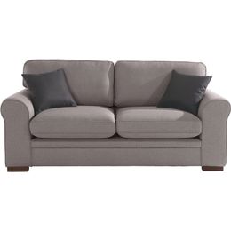 2-Sitzer Home Affaire, B:203cm H:92cm T:94cm, beige, 100% Polyester, Sofas, "Broughton", weicher Sitzkomfort, incl. 2 Zierkissen, Keder