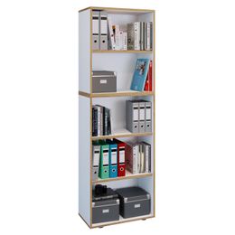 B&uuml;cherregal Vcm, B:60cm T:33cmwei&szlig;, Wohnzimmer, Regale, "Holz B&uuml;ro Regal B&uuml;cher Ordner Salia 5fach B. 60 cm"