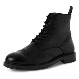 Herren Schn&uuml;rboots, MARCO TOZZI by GMK, Gr. 41, schwarz, Rindsleder, Lyralochung, unifarben, Schuhe, Schn&uuml;rstiefelette, Businessschuh mit eleganter
