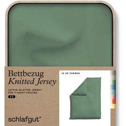 Bettbezug Schlafgut, B:155cm L:220cm, gr&uuml;n, Jersey, Obermaterial: 95% Baumwolle, 5% Elasthan, Bettbez&uuml;ge, "Premium Bettbezug Knitted Jersey (1 St)",