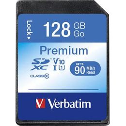 Verbatim Speicherkarte "Premium U1 SDXC 128GB", 128 GB, schwarz, Speicherkarten